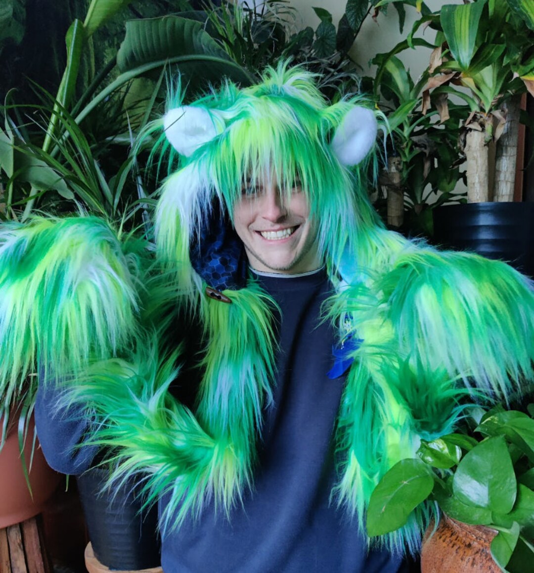 Lucky Bear Bolli Bear Hood Rave Festival Hippie Boho Furry Animal Hood ...