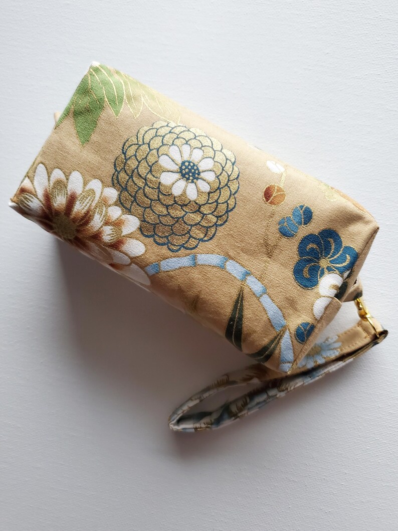 Kimono Fabric Box Pouch: Japanese Wagara Pattern With Removable Strap ...