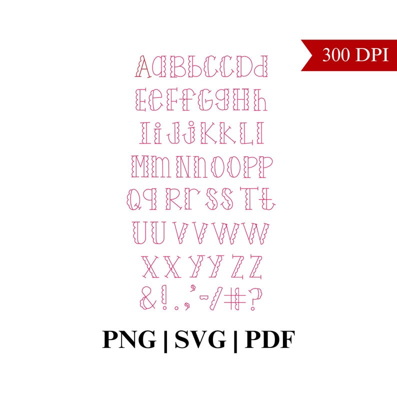 Scallop Font PNG | Trendy Font SVG | Digital Style Sketch Font | Retro ...