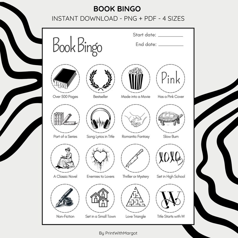 Book Bingo Reading Challenge: Printable Book Tracker (digital Download ...