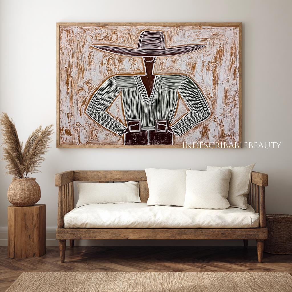 Abstract Cowboy Oil Painting: Modern Western Wall Art - Etsy