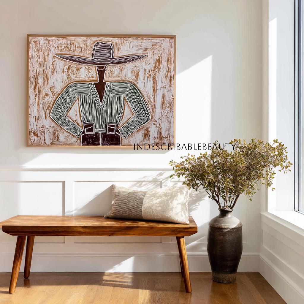 Abstract Cowboy Oil Painting: Modern Western Wall Art - Etsy