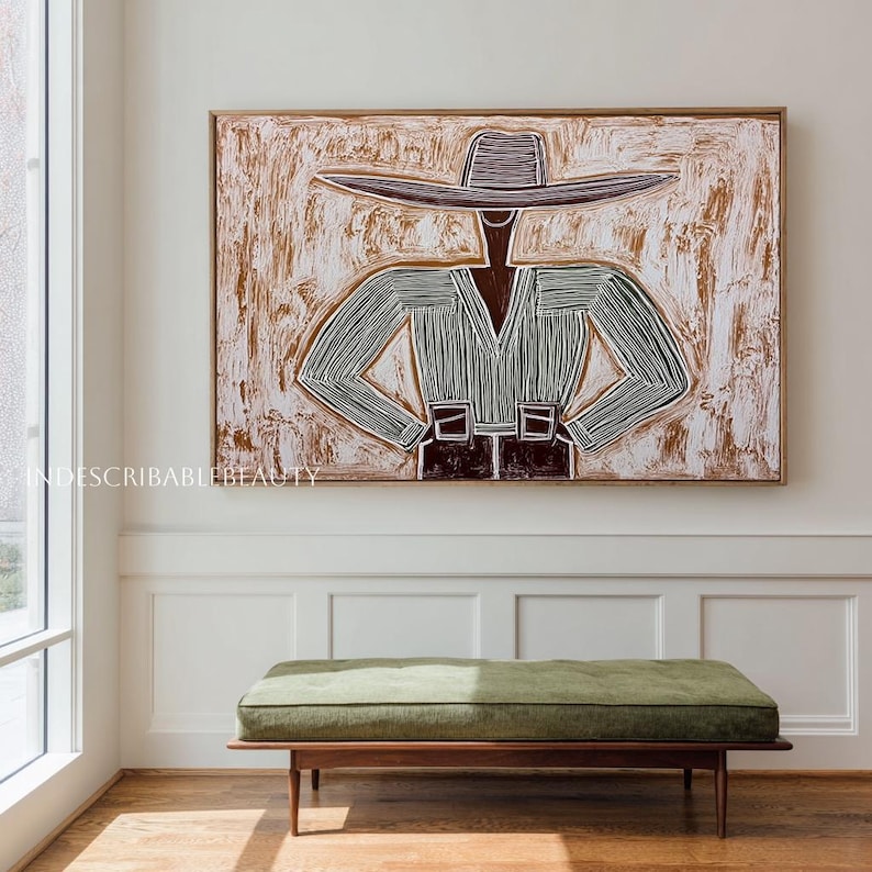 Abstract Cowboy Oil Painting: Modern Western Wall Art - Etsy
