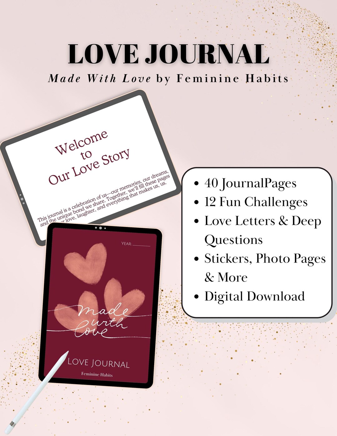 Printable Couples Love Journal | 40+ Page Digital Scrapbook | Love ...