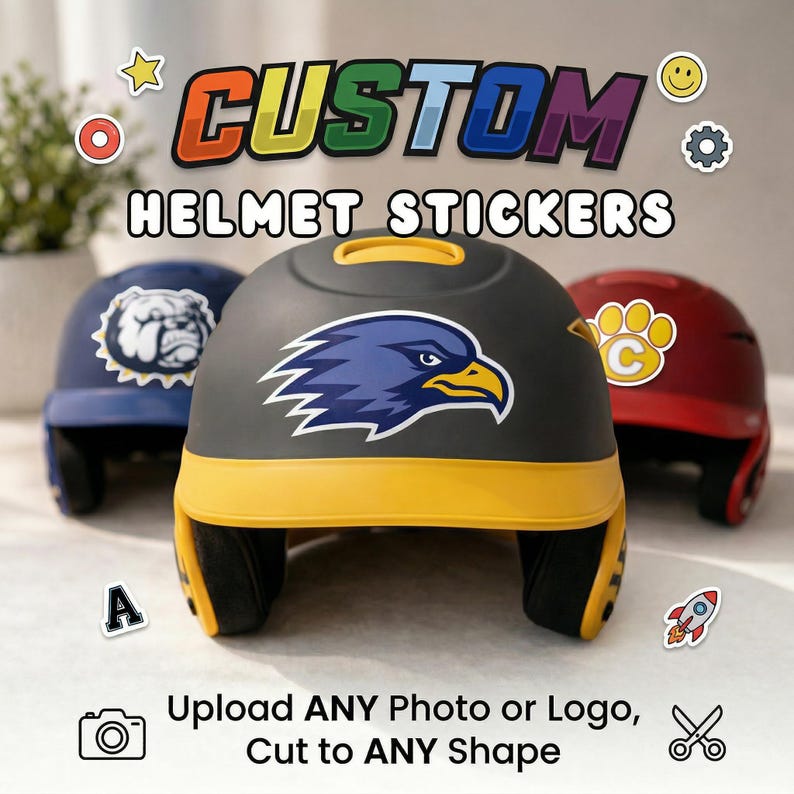 Custom Helmet Stickers, Personalized Logo Decals | Waterproof Vinyl Die ...