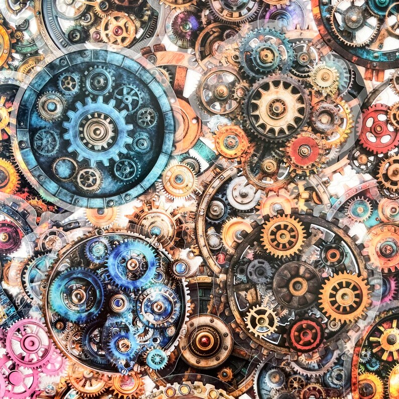 50PCS Retro Steampunk Stickers, Mechanical Gear Stickers, Industrial ...