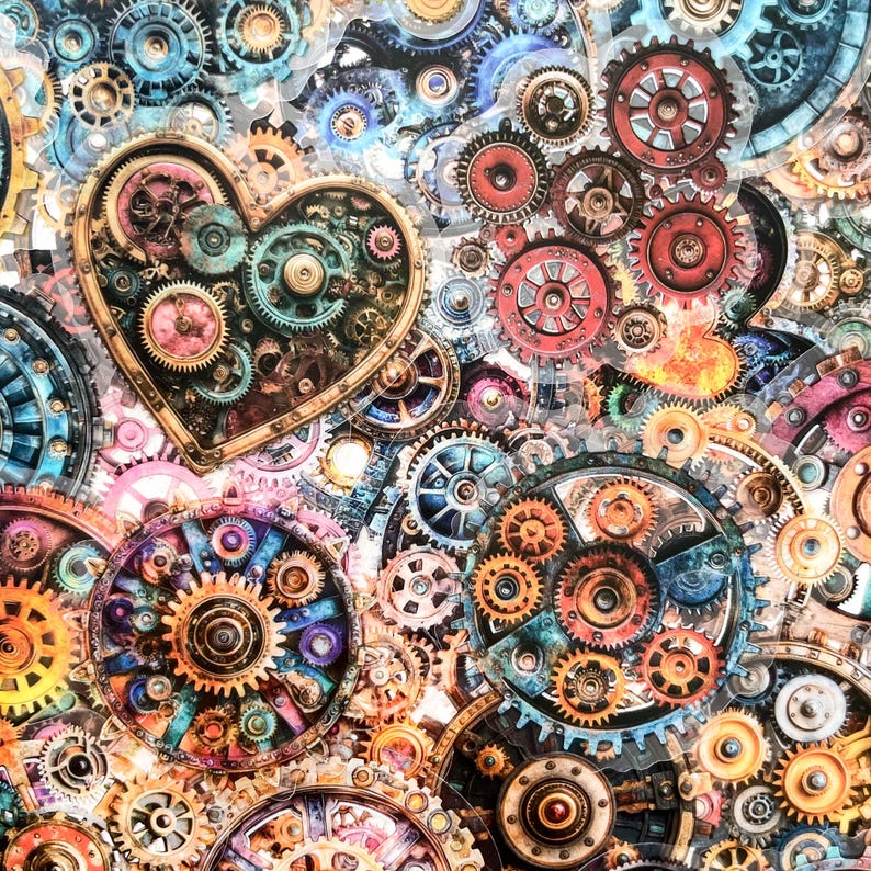 50PCS Retro Steampunk Stickers, Mechanical Gear Stickers, Industrial ...