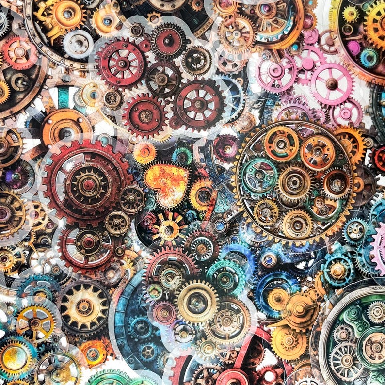 50PCS Retro Steampunk Stickers, Mechanical Gear Stickers, Industrial ...