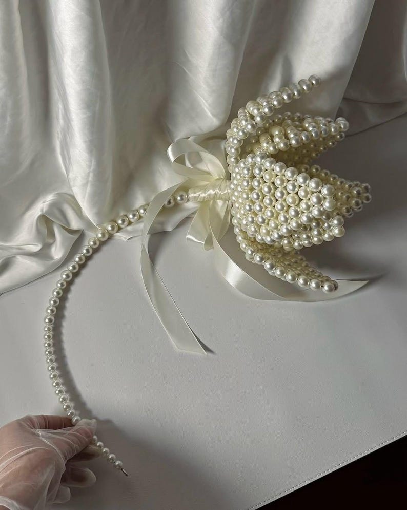 Pearl Bridal Bouquet | Luxury Handmade Wedding Flower | Ivory Beaded ...