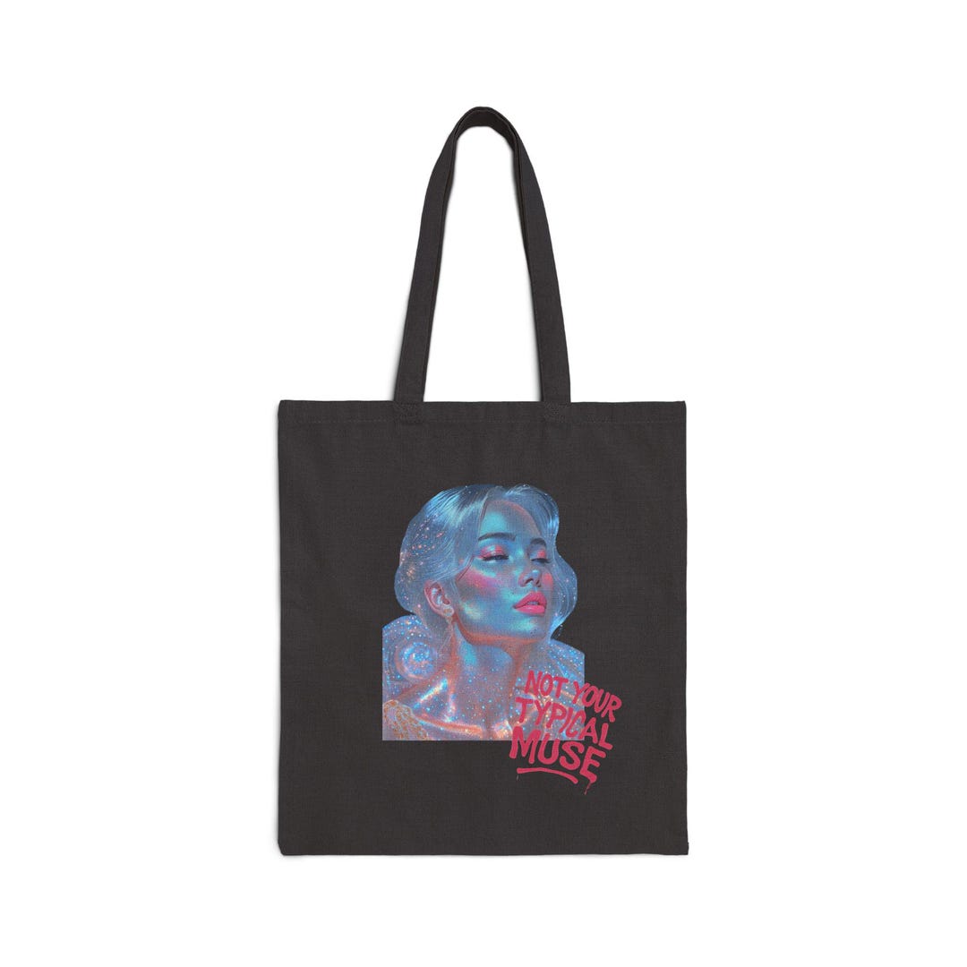 Black & White Cotton Canvas Tote Bag - 'not Your Typical Muse' Design ...