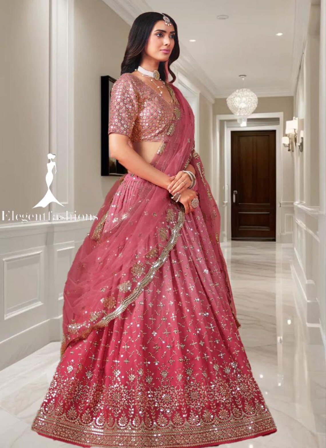Perfect Peach Lehenga Choli for Women Indian Wedding Party Wear Lahanga ...