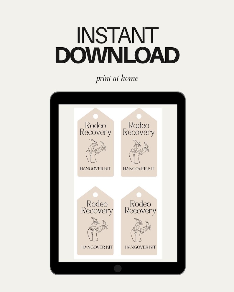 Rodeo Recovery Kit Tags: Printable Bachelorette Party Favors (digital ...