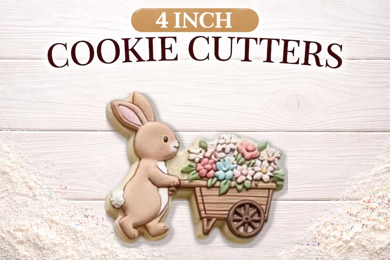 Bunny Basket Flowers Cookie Cutter | 4 Inch PLA Cutter - Etsy