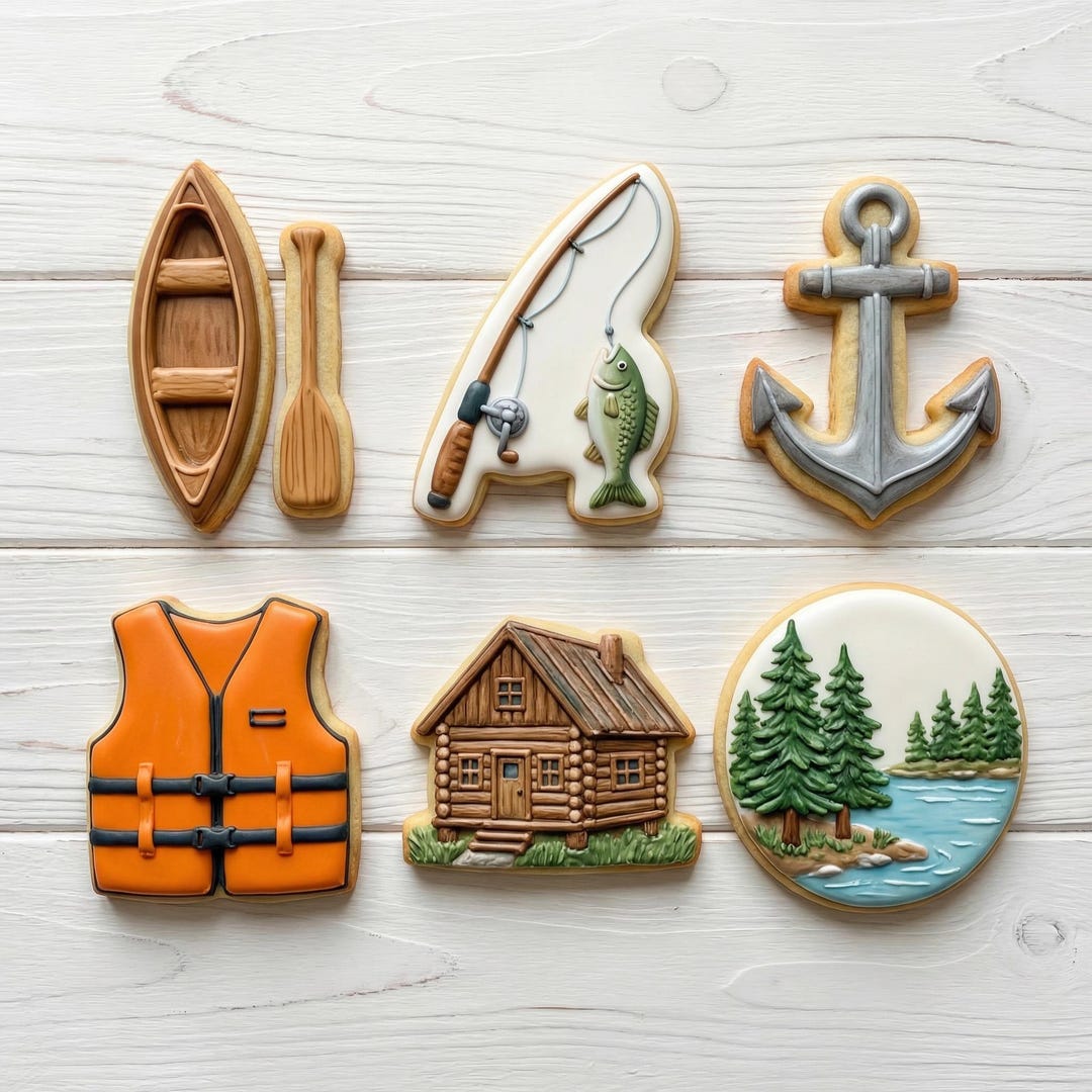 Lake Life Cookie Cutters | Canoe, Fishing, Anchor, Cabin, Trees (4 Inch ...