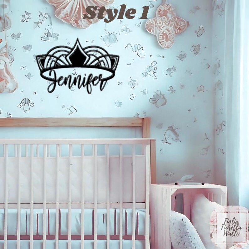 Customizable Metal Princess Crown Wall Decor With Name. Elegant Black ...