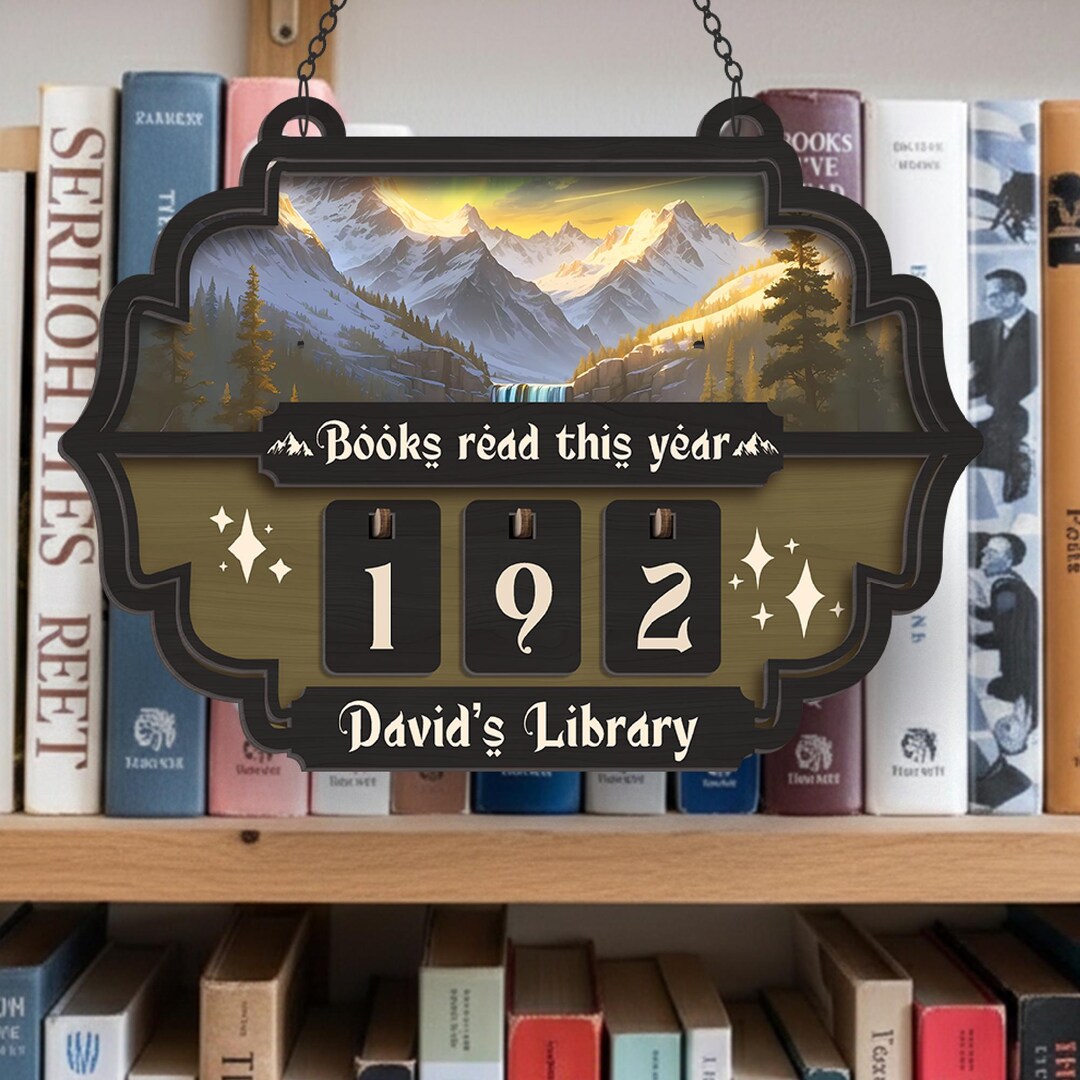 Aurora Mountain Book Tracker Sign – Custom “books Read This Year ...