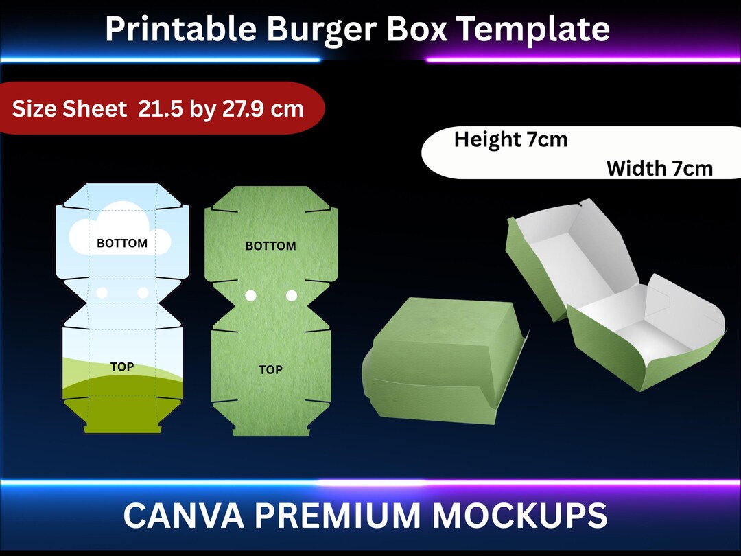 Burger Box Template, Hamburger Box Template, Cheeseburger Box Template ...