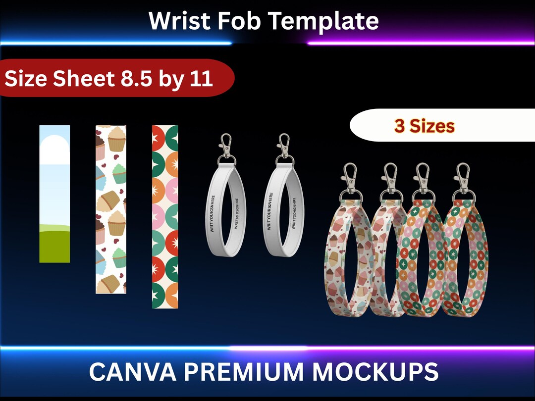 Wrist Fob Template Svg, Neoprene Wristlets Sublimation, Wristlets ...