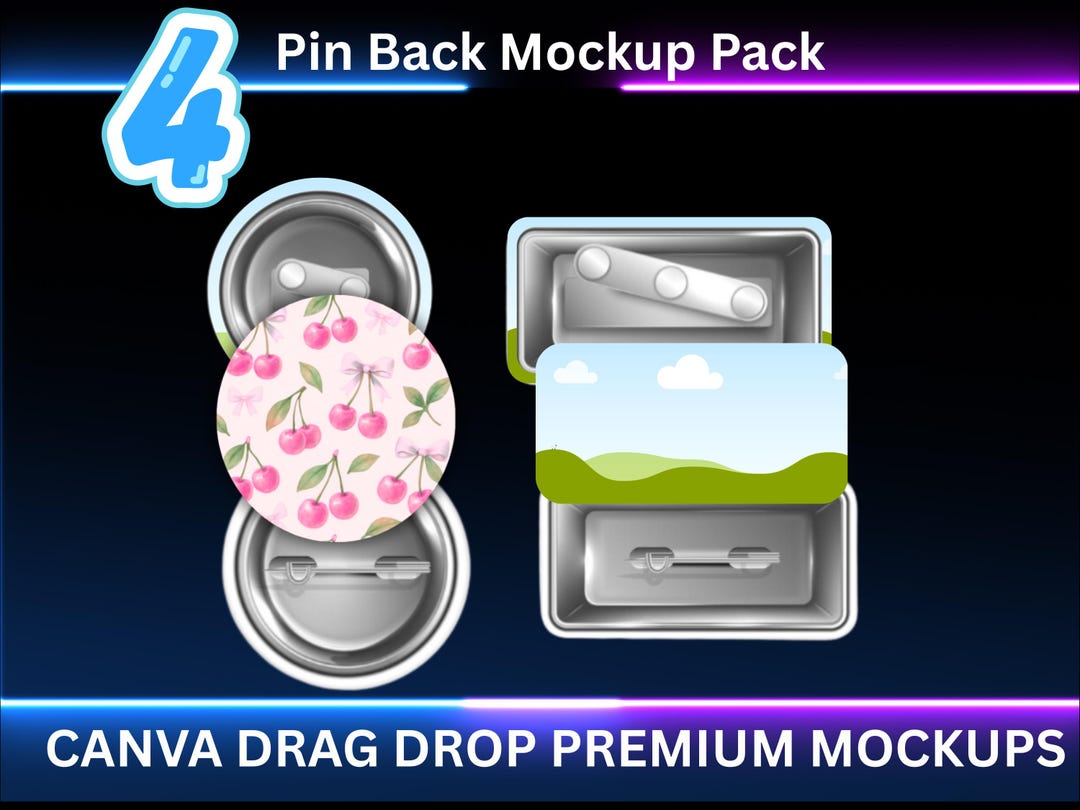 Round Pin Back Mockup, Button Pin Mockup Template, Circle Button Pin ...