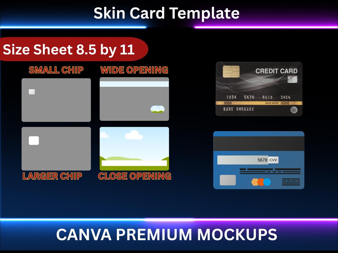 Editable Credit Card Skin Canva Template: SVG, PNG, PDF (digital ...