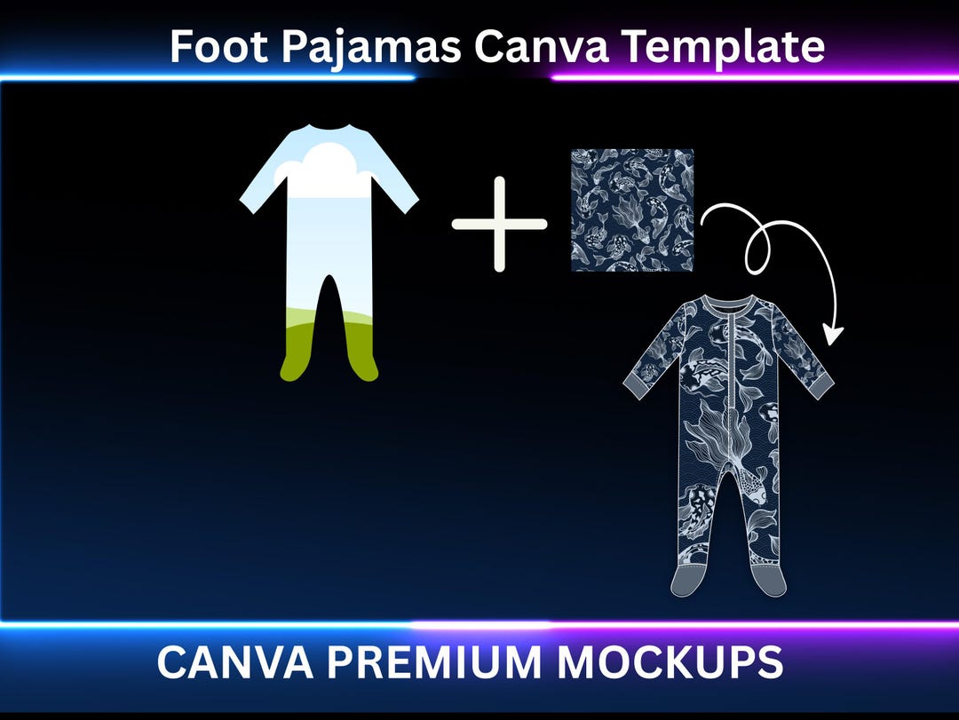 Fold Over Foot Pajamas Mock-up / Pjs Mock up / Button up Digital Mock ...