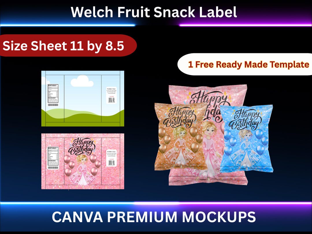 Welch's Fruit Snack Template, Editable Fruit Snack Label, Chip Bag ...