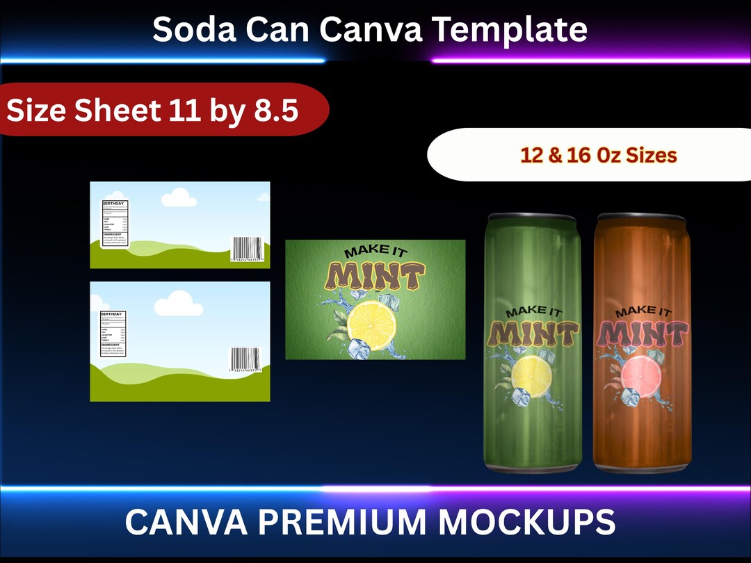 Soda Can Canva Template, Soda Can Wrapper Template, Blank Soda Can Wrap ...