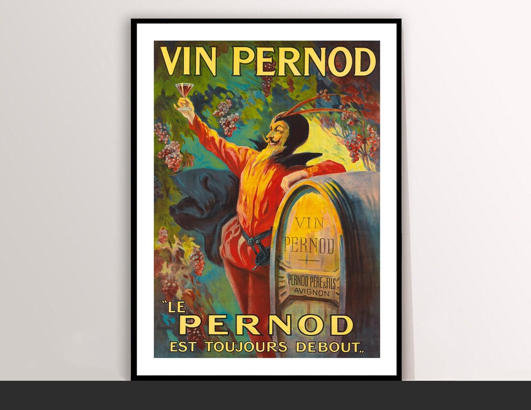Vin Pernod Art Deco Canvas Print: Vintage Food & Drink Poster - Etsy