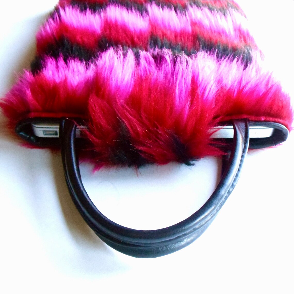 Trendy 13 Inch Laptop Case With Handles. Faux Fur Fabric Sleeve for ...