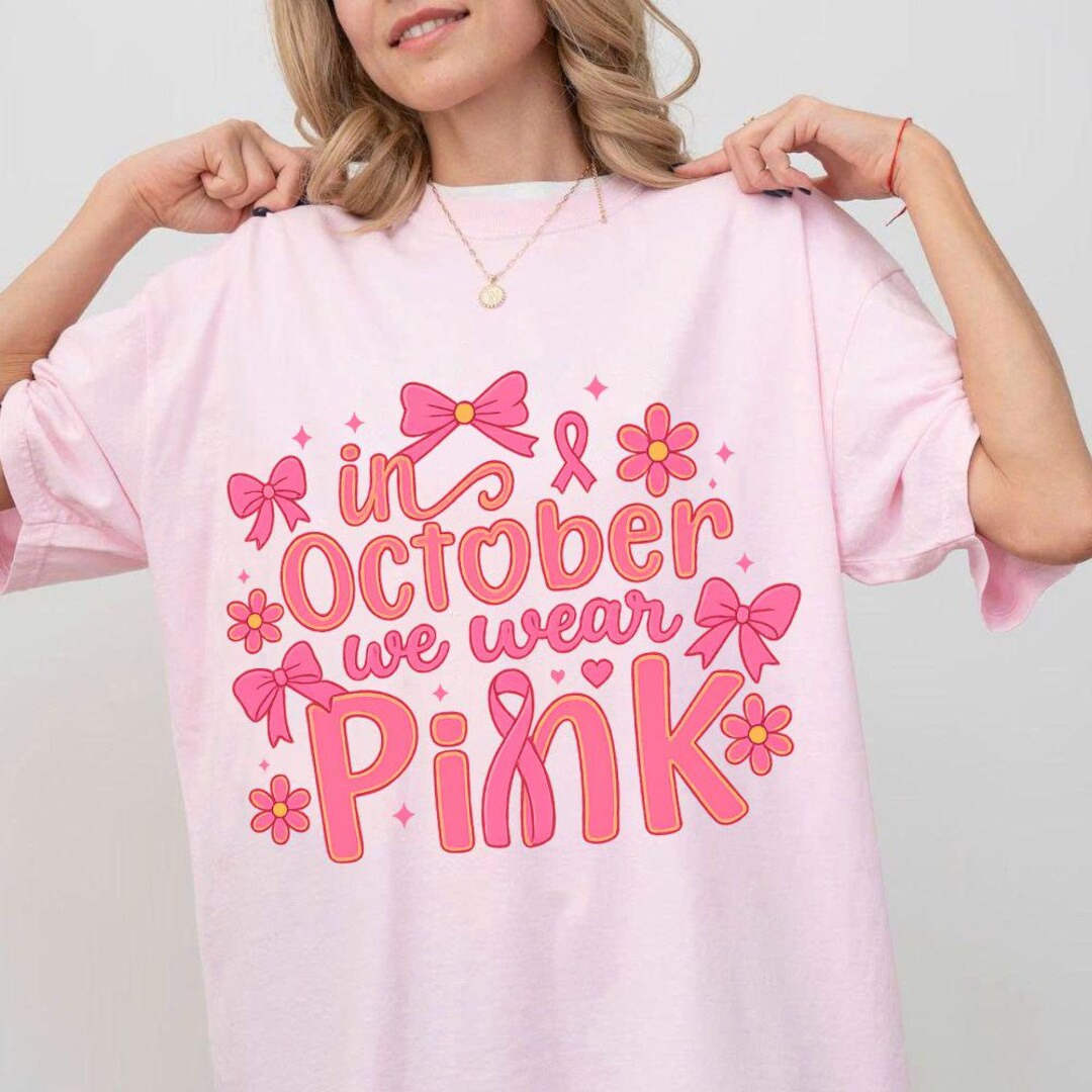 Preppy Breast Cancer Awareness PNG: Pink Ribbon Design (digital ...