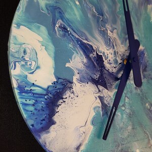 15" Circular Hand-painted Wall Clock, Blue, White - Etsy