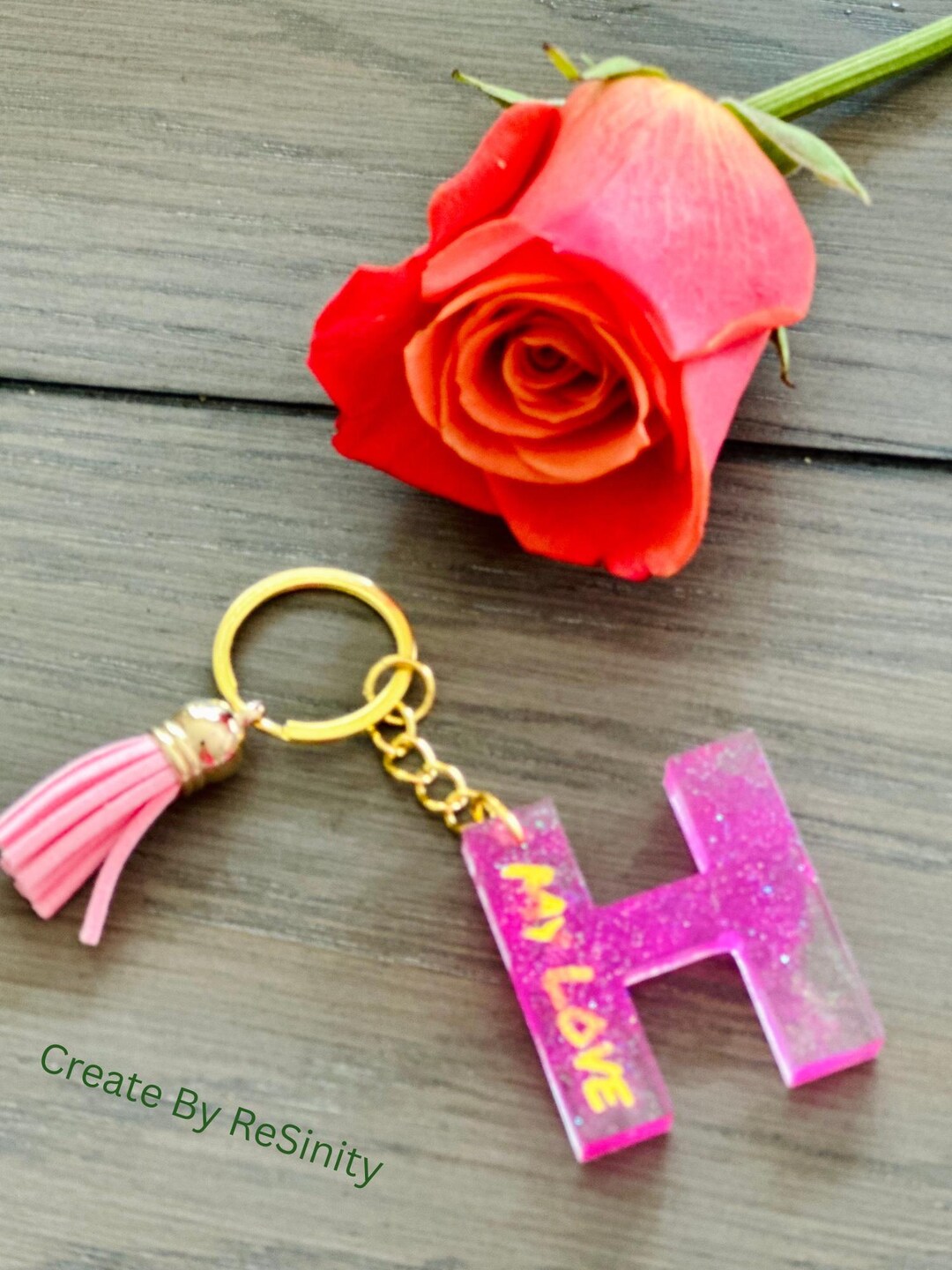 Resin Letter "h" Keychain: Custom Bag Charm Gift - Etsy
