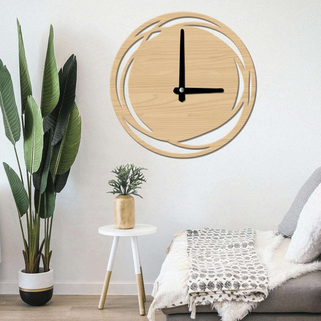 Natural Wood Wall Clock, Large Wooden Wall Clock, Oversized Wood Wall ...
