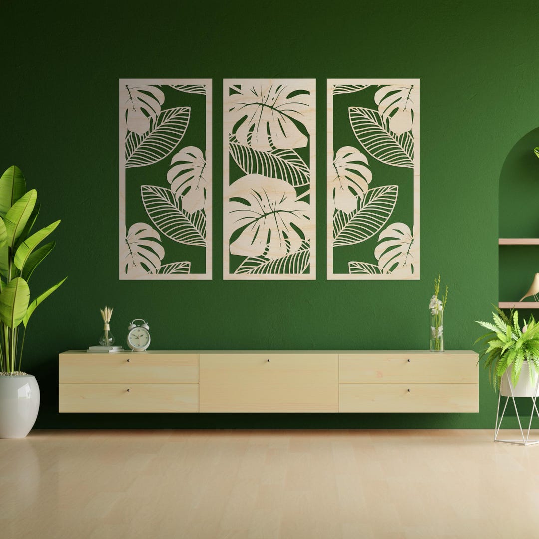 Tropical Leaf Wood Panel, Wooden Monstera Wall Art, Tropical Leaves ...