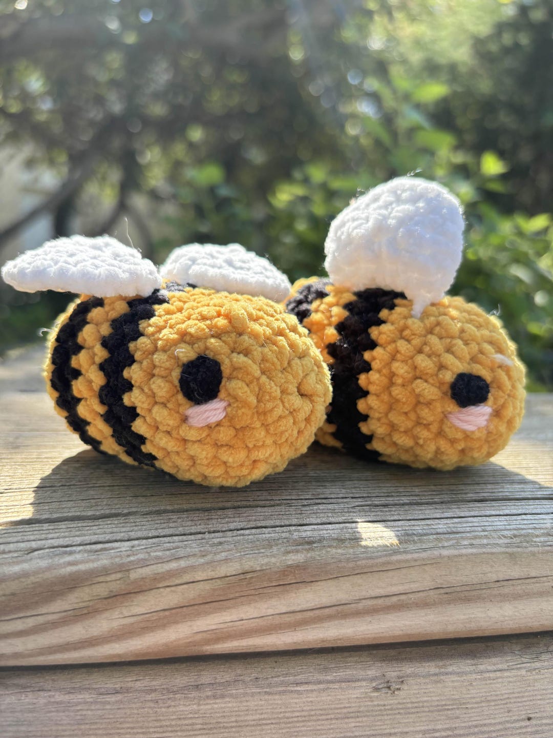 Crochet Bee Plush: Handmade Chenille Yarn Stuffed Animal - Etsy