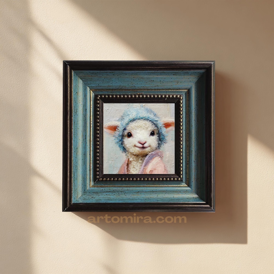 Hand Painted Lamb Oil Portrait, Whimsical Nursery Decor - Etsy