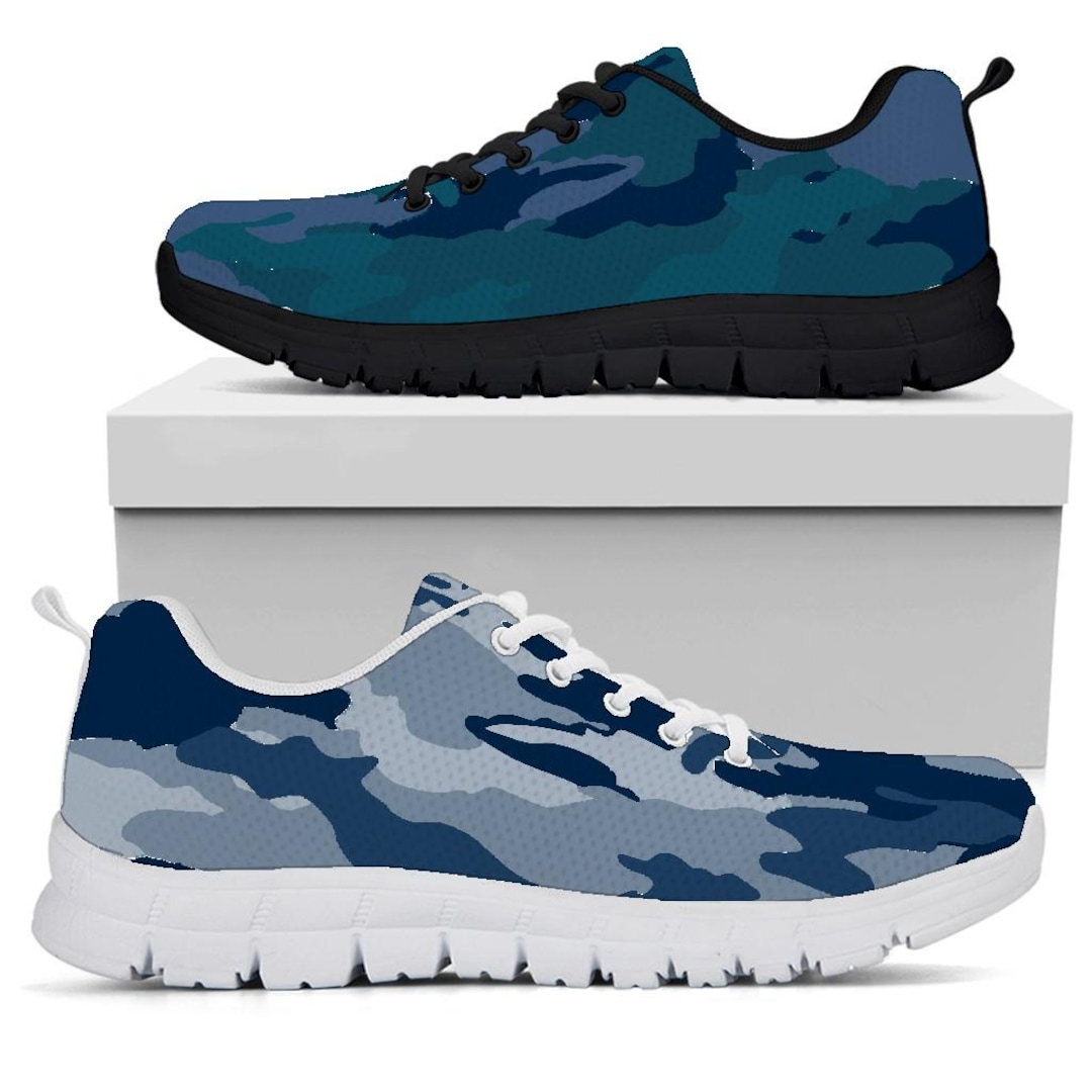Navy Camouflage Shoes, Camo Sneakers, Mens Womens Camouflage Sneakers ...