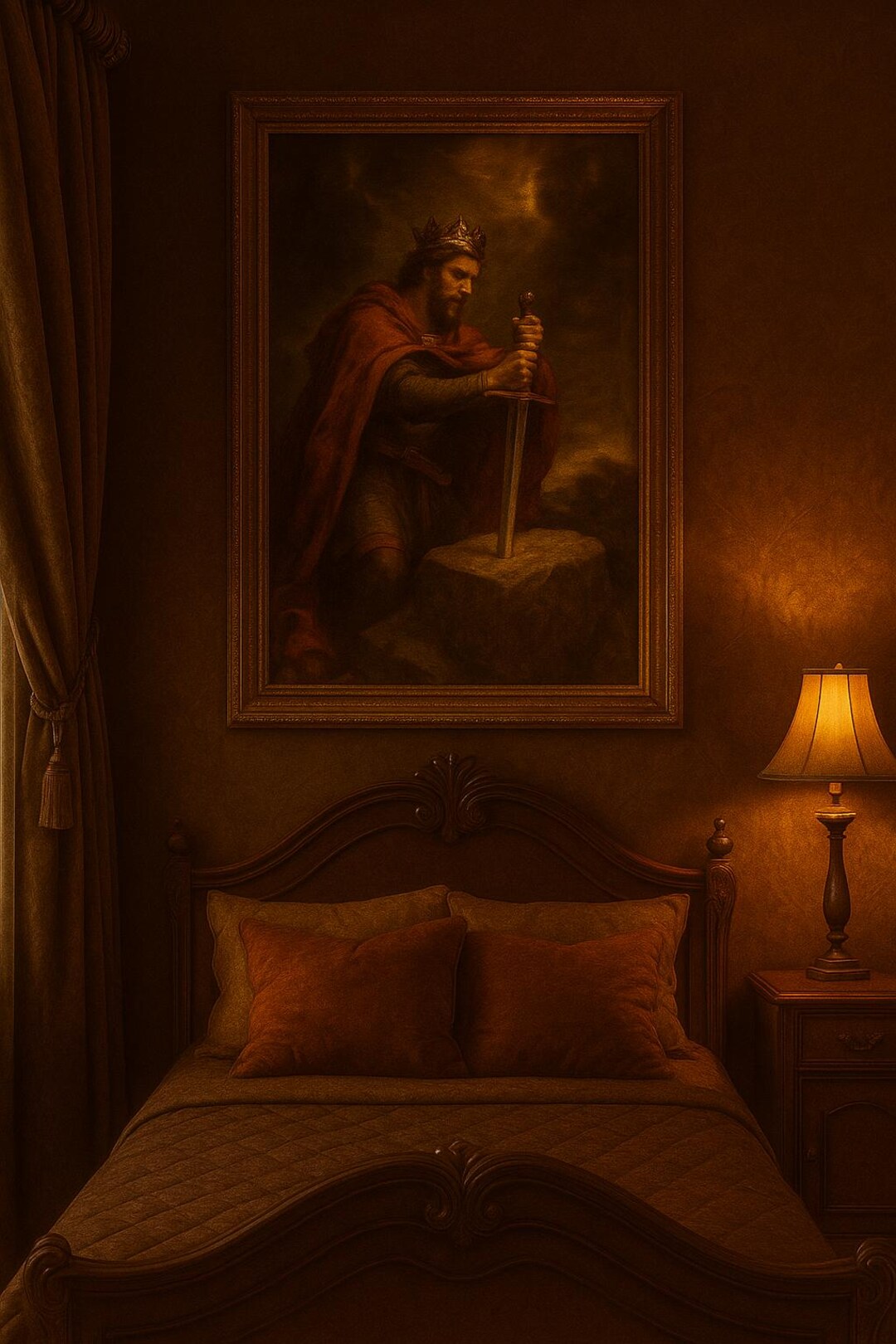 King Arthur Wall Art, Medieval Fantasy Print, Baroque Style Painting ...