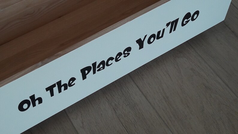 Nursery Bookshelf, Oh the Places You'll Go, Baby Nursery Storage Bin ...