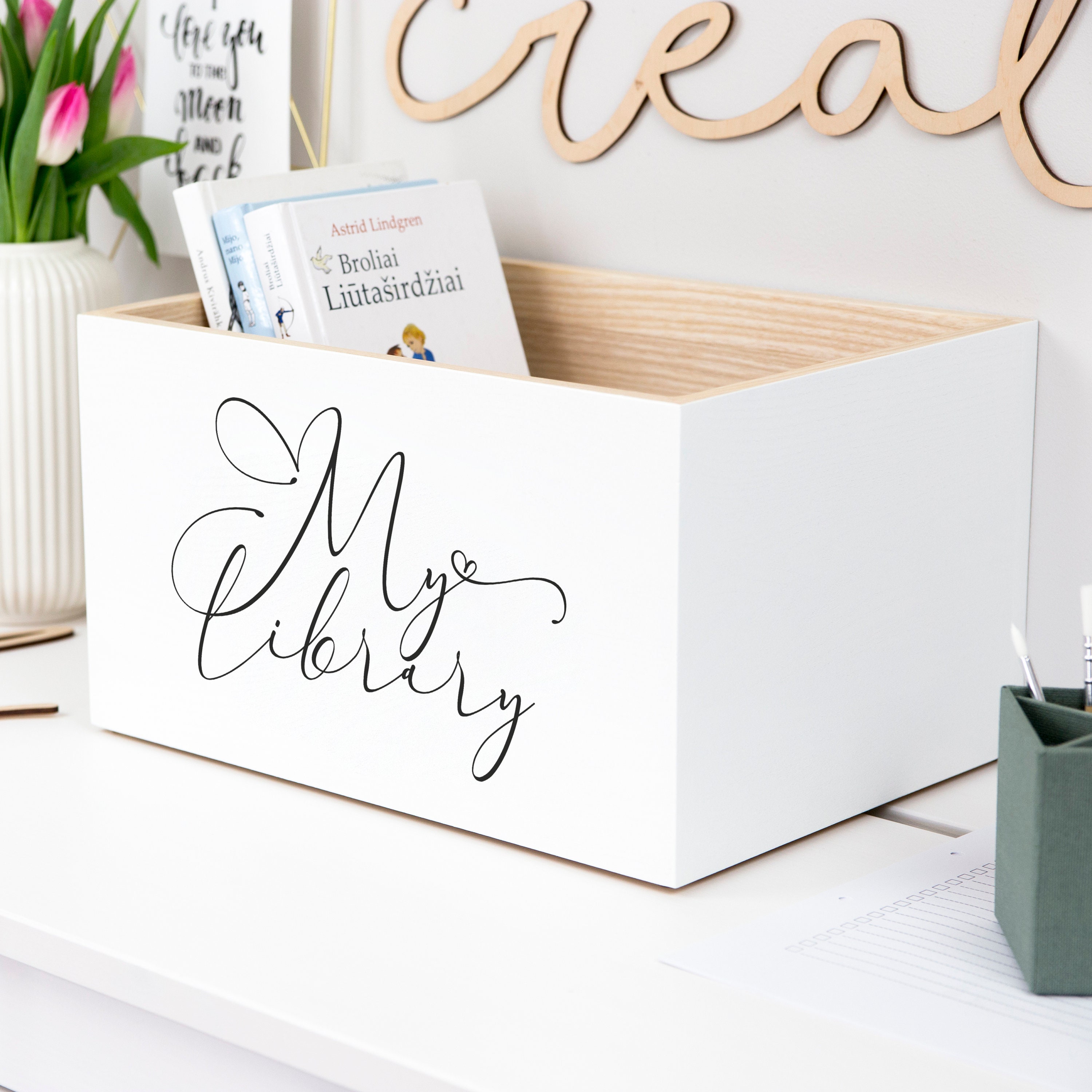 Book Box, Wooden Nursery Storage, Box for Books, Baby Shower Book Bin ...