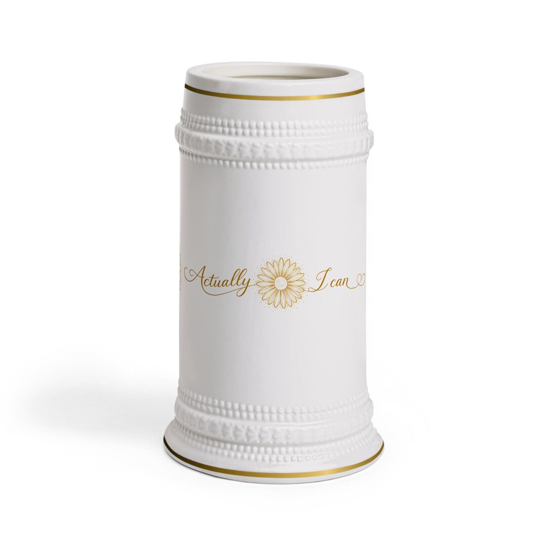 Daisy Script Actually I Can Beer Stein Mug | Floral Ceramic Stein - Etsy