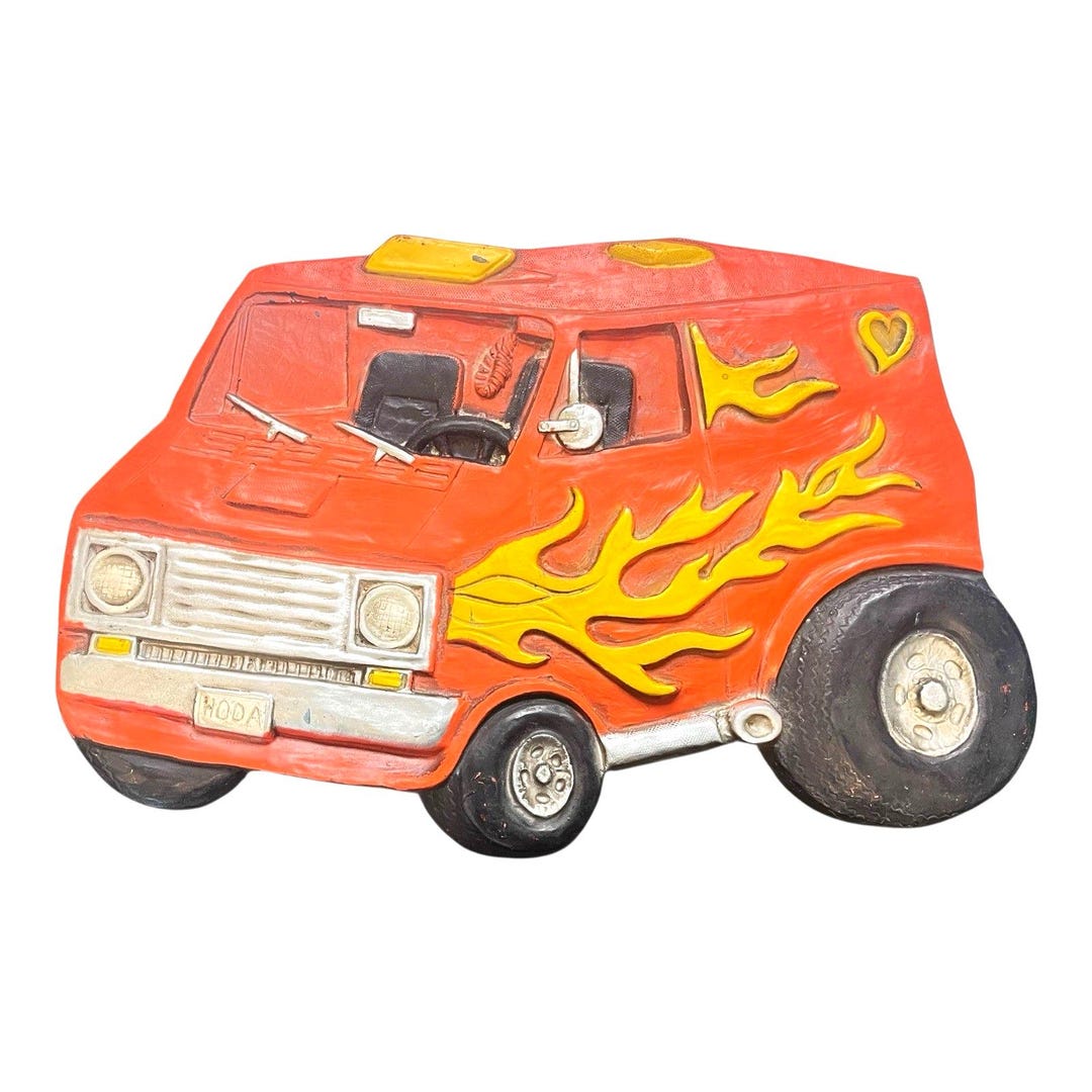 Vintage 70's Era HODA Hot Rod Orange Hippie Van Wall Hanger Man Cave ...
