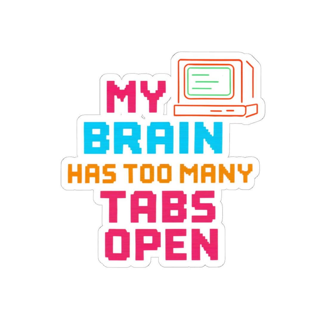 Brain Tab Stickers: Quirky Laptop Decal - Geeky Office Decor - Etsy