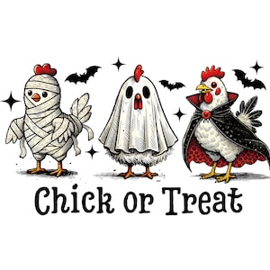Funny Halloween Chicken Chick or Treat Graphic, Cute Gost Halloween Png ...