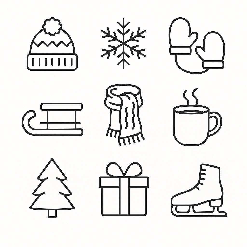 Winter Line Art SVG Bundle – Cozy Season Icons (digital Download) - Etsy