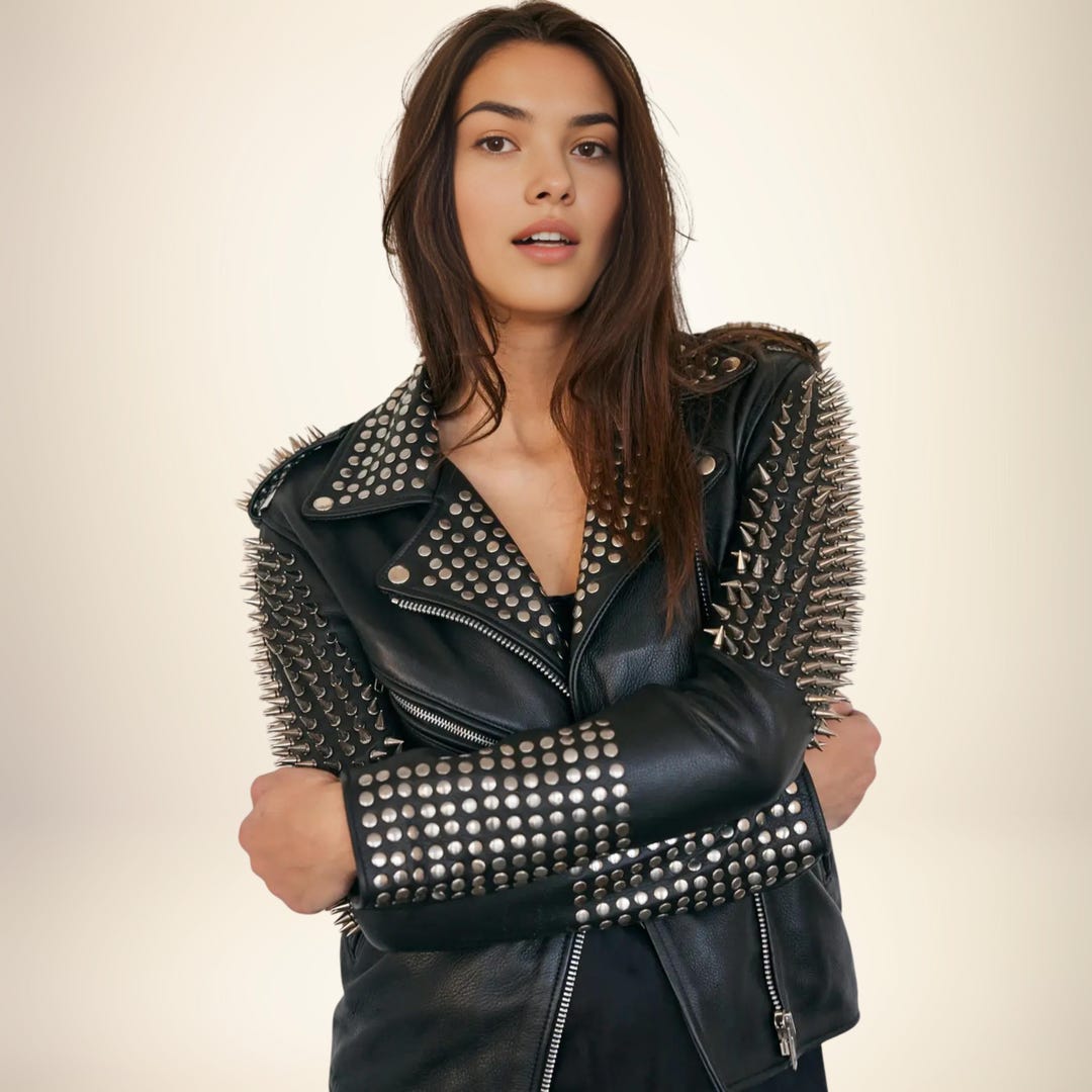 Studded Spike Leather Moto Jacket: Gothic Punk Rock Style - Etsy