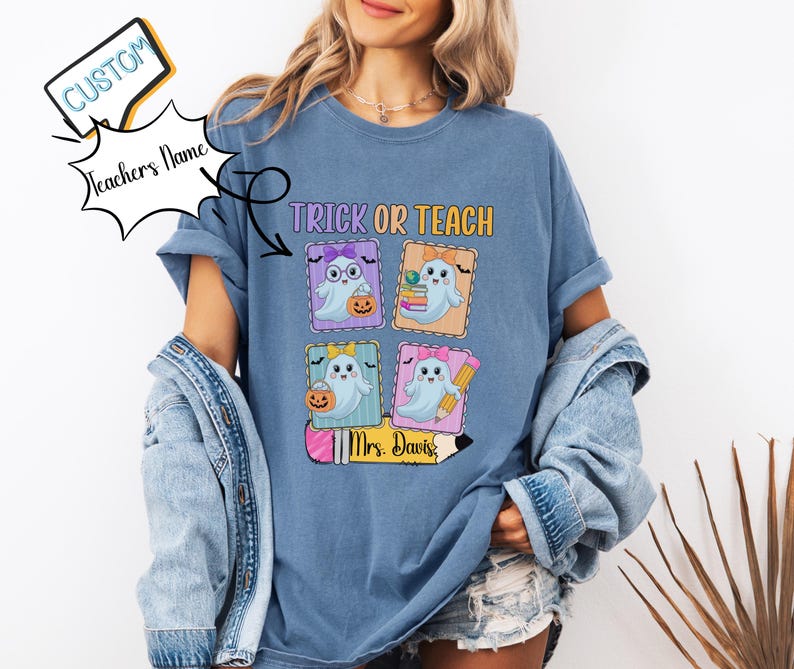 Personalized Ghost Face Teacher Sweatshirt – Trick or Teach, Halloween ...