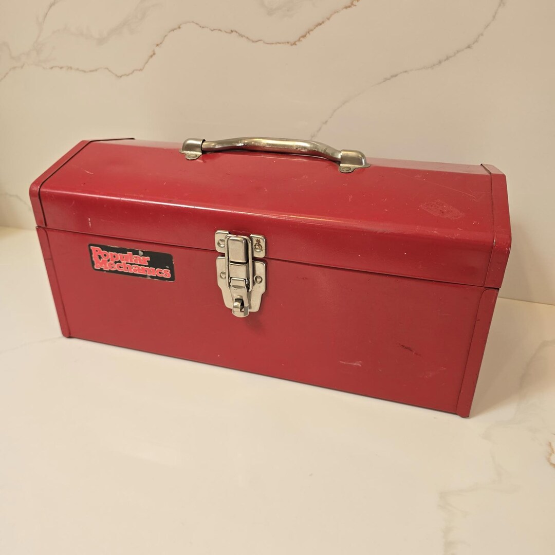 Vintage Popular Mechanics Red Metal Tool Box - Etsy