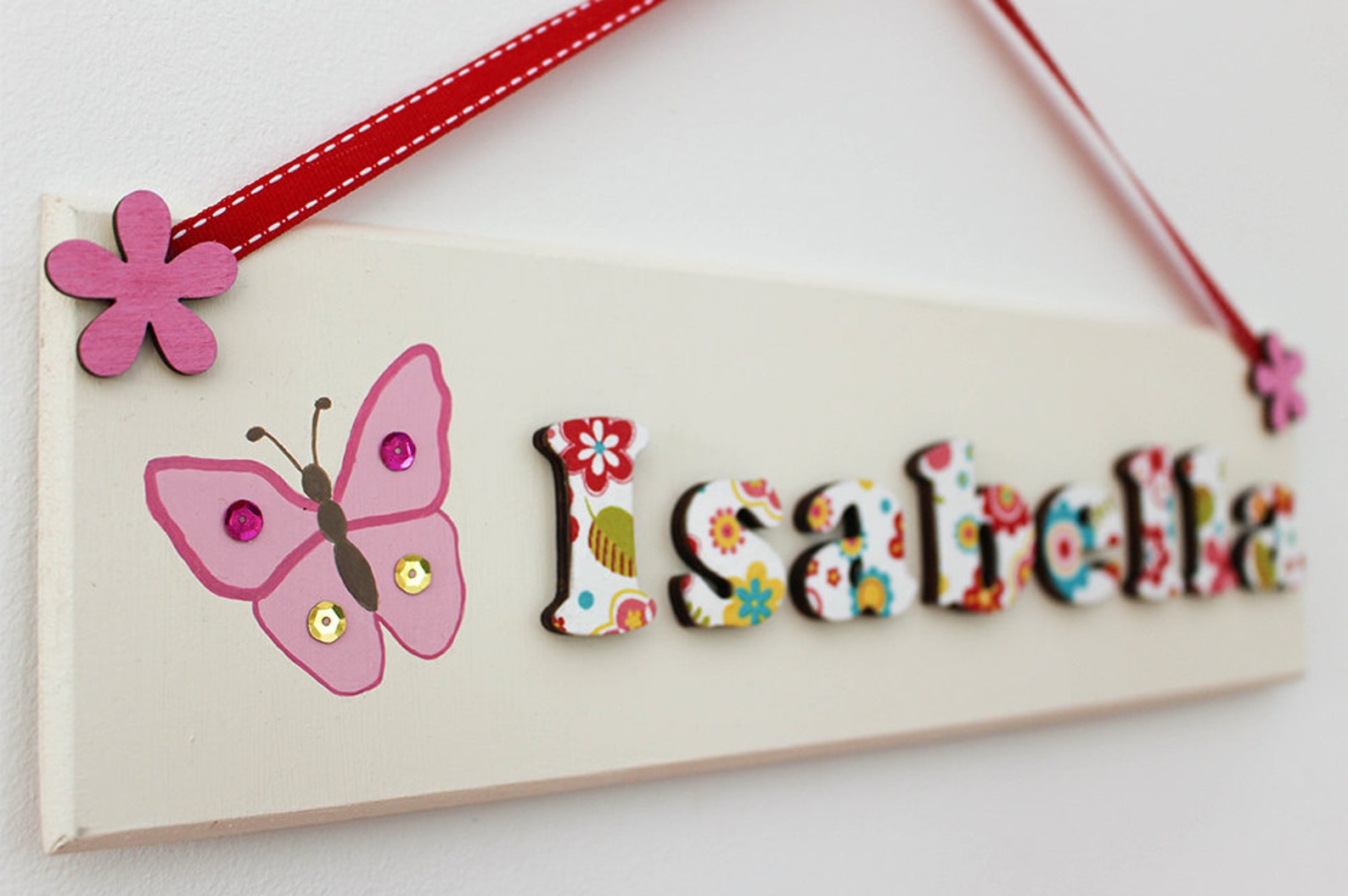 Girls' Wooden Bedroom Door Sign / Name Plaque With Floral | Etsy