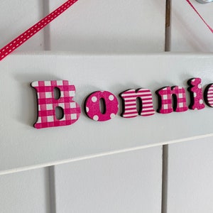 Pink and White Bedroom Door Sign / Girls Wooden Name Sign - Etsy